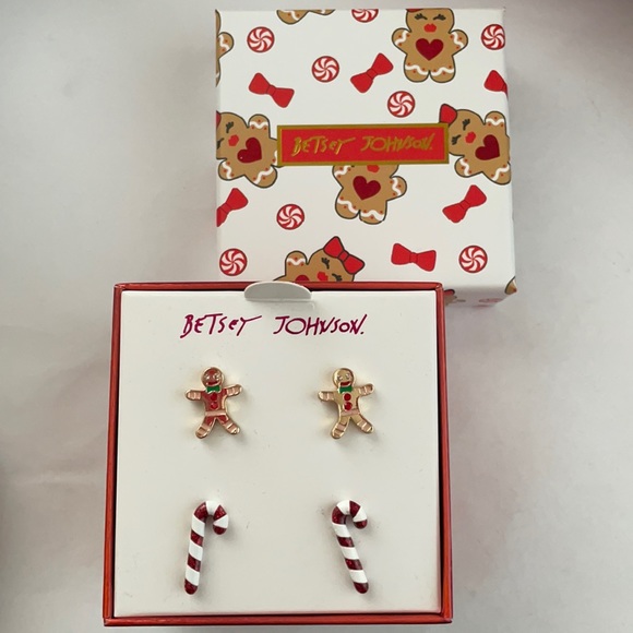 Betsey Johnson | Jewelry | Betsy Johnson Gingerbread Man Candy Cane Set ...